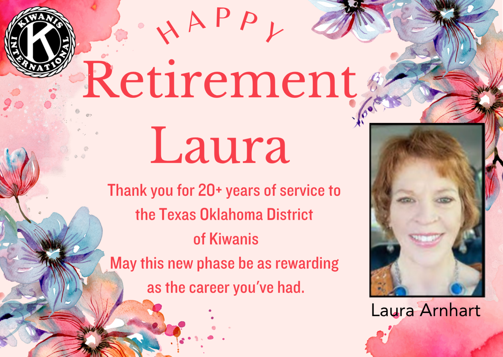 Happy Retirement, Laura! – Texas-Oklahoma District of Kiwanis International